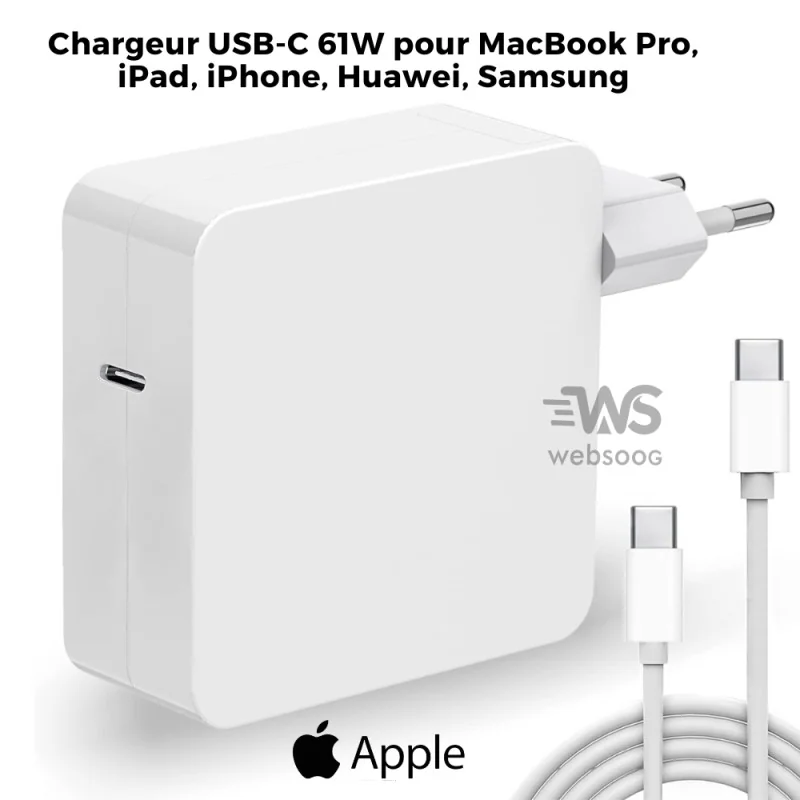 Chargeur USB-C 61W pour MacBook Pro avec Câble USB-C Compatible MacBook ...