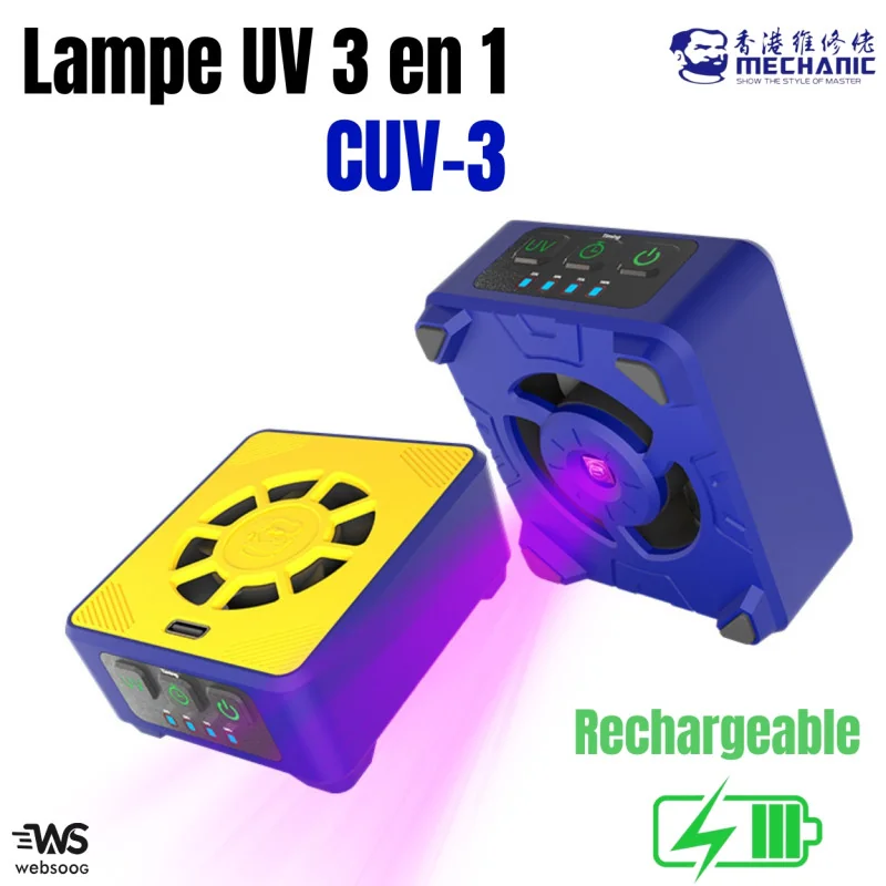 Lampe UV 3 en 1 avec Ventilateur MÉCANICIEN CUV-3 - Extraction de Fumée, Refroidissement Rapide ...