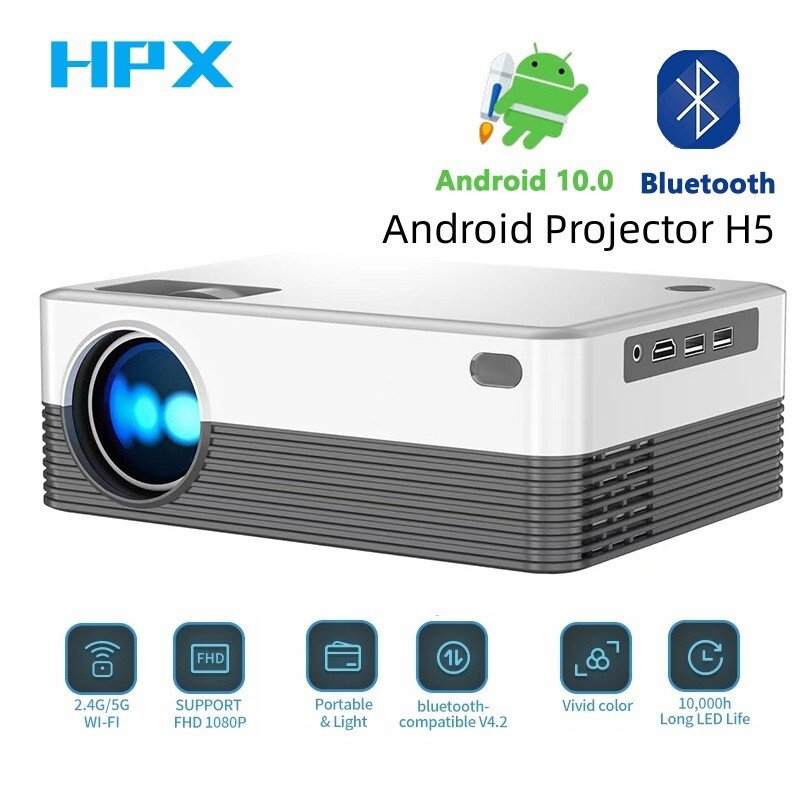 Datashow HPX5 Android 10.0 - Projecteur 4K UHD, 5G, HDMI, Bluetooth 5.0 ...