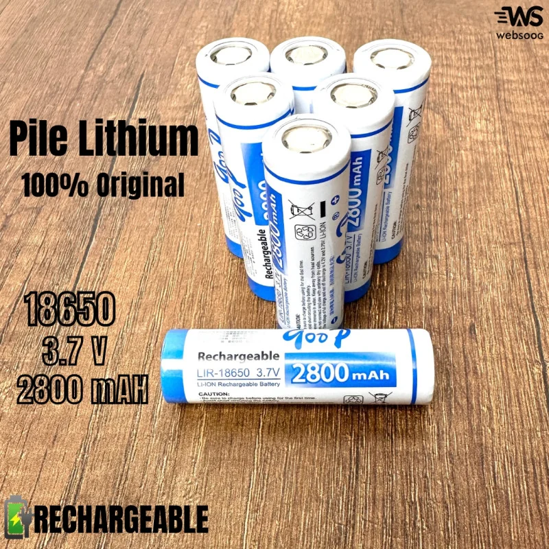Pile LITHIUM 18650 100% Original Rechargeable 3.7V 2800mAh 3C GOOP - 1 ...