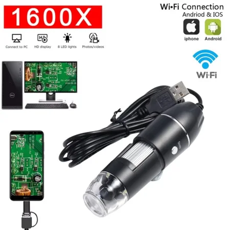 Microscope Numérique USB Mini x1600 - Loupe Portable Haute Définition ...