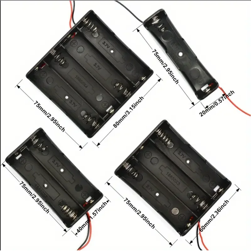 18650 battery box with cable lithium battery 2 7.4V serial charge