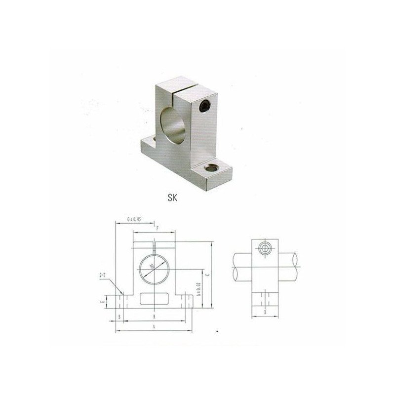 SK8 8mm Linear Bearing Rail Shaft Support Linear Rail Vertical Bearings ...