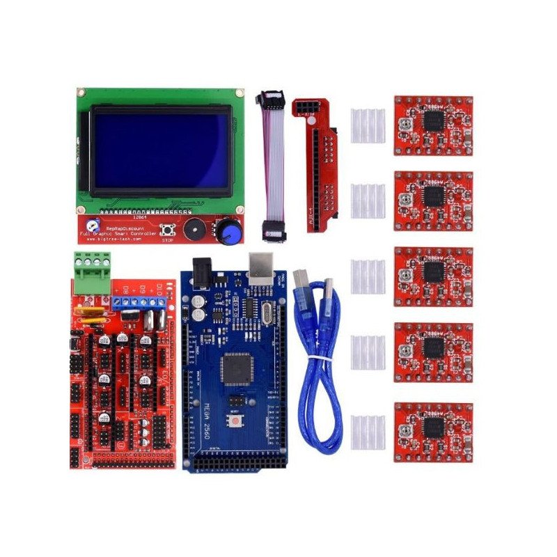 RAMPS 1.4 Kit + Mega 2560 + 5pcs A4988 + LCD 12864 Display For 3D ...
