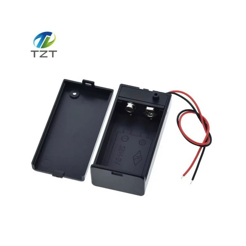 9V Battery Box case Holder, with cover, Two Wire